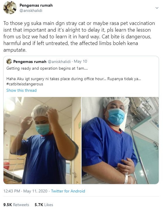 “Bahaya jugak kucing ni”– Tangan Lelaki Ini Kena Operate Lepas Digigit ...