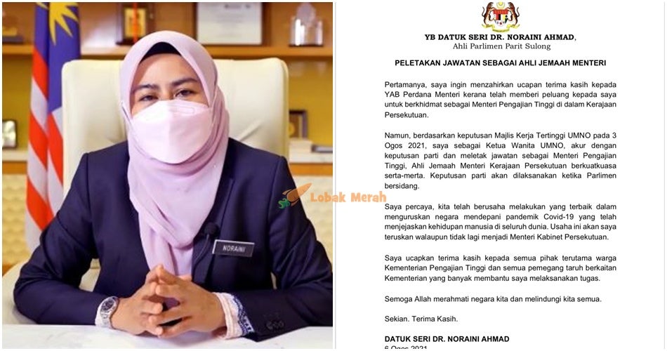 [TERKINI] Datuk Seri Dr. Noraini Ahmad Letak Jawatan Sebagai Menteri ...