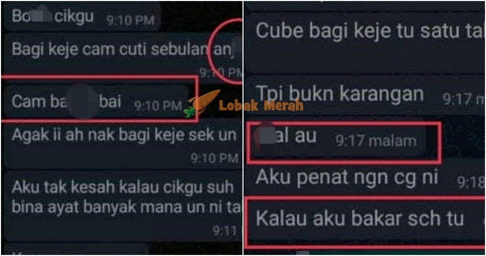 Cikgu Kongsi Mesej Murid Perempuan Darjah 6 Mencarut Sebab Dapat Kerja ...