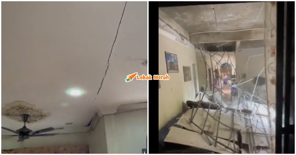 “Nasib baik makcik tu sempat lari” - [VIDEO] Siling Rumah Tiba-tiba ...