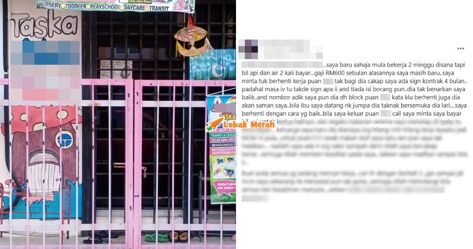 "Gaji RM 600" - Pekerja Taska Di Kelantan Dakwa 'Bos' Suruh Bayar Bil ...