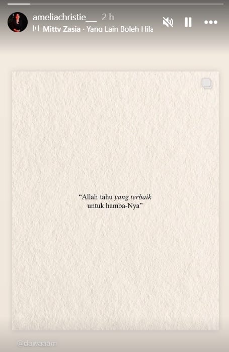 "Allah tahu yang terbaik" - IG Story Amelia Christie Tarik Perhatian ...