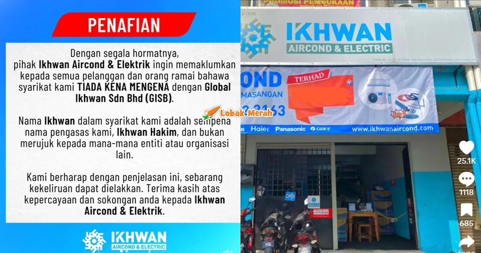 "Ikhwan Aircond tiada kaitan dengan GISB"- Bimbang Nama Turut Terpalit ...